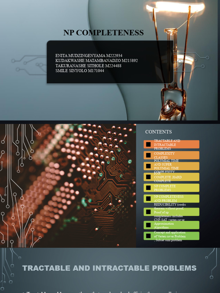 NP Completeness Presentation | PDF | Computational Complexity Theory | Time Complexity