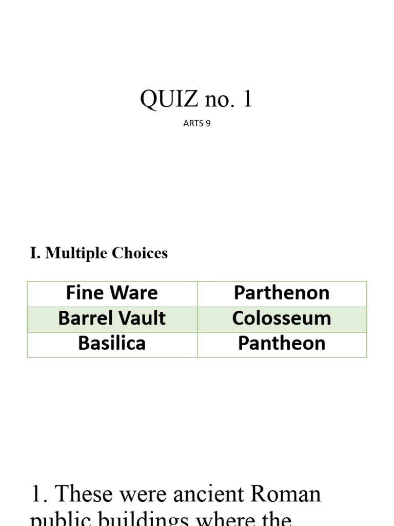 Arts Quiz for High School Students | PDF | Athena | Ancient Rome