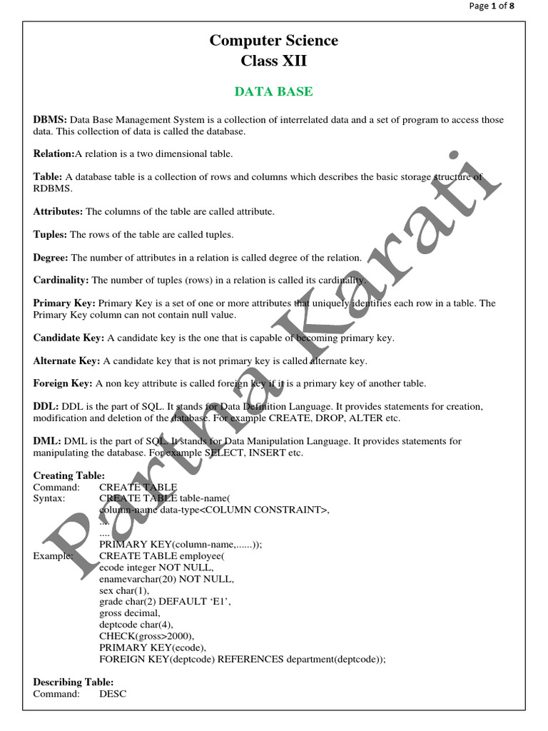 Computer Science Oracle Pdf Relational Database Information Technology Management
