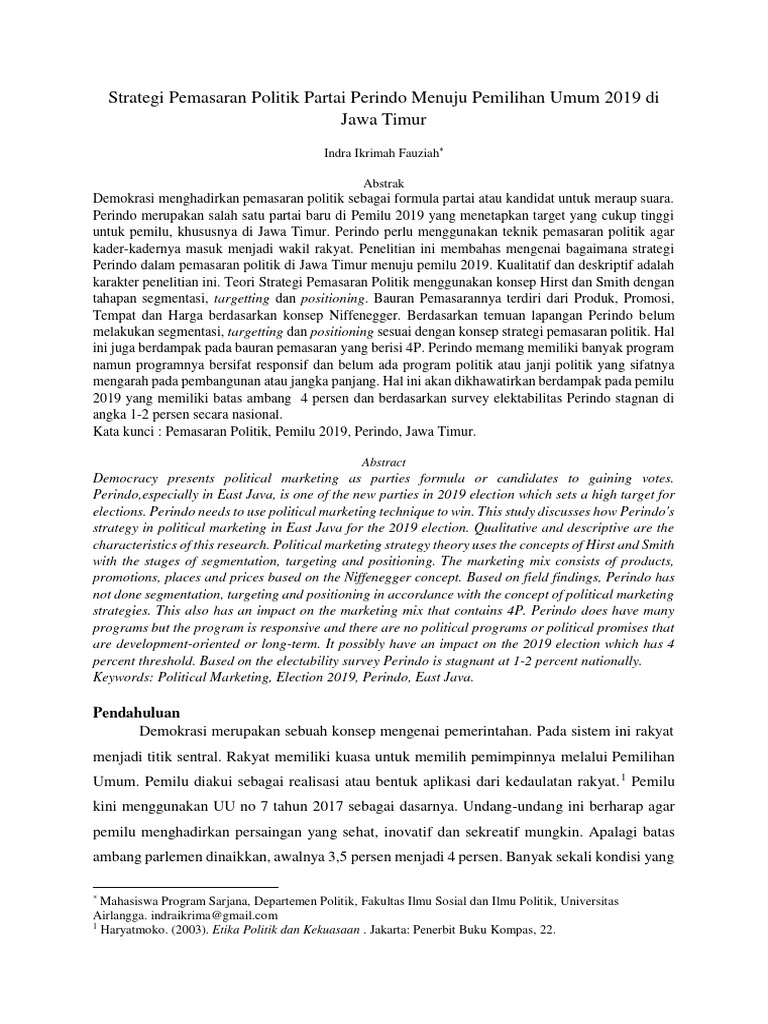 Pemasaran Perindo Di Jawa Timur 2019 | PDF