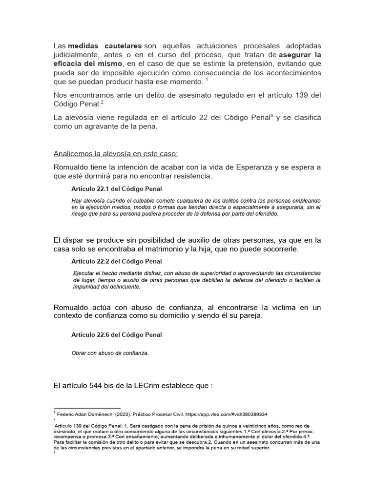 Análisis de Alevosía en Delito de Asesinato | PDF | Asesinato | Mandato