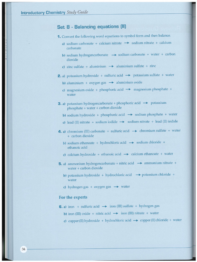 ICSG Set 8 Balancing Equations 2 | PDF