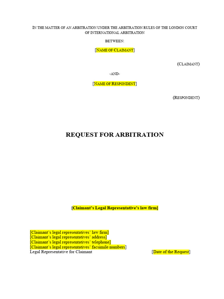Arbitration Request Overview | PDF | Damages | Arbitration
