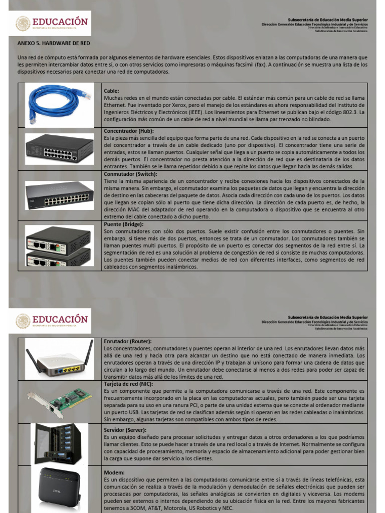 Elementos Clave del Hardware de Red | PDF | Red de computadoras | Controlador de interfaz de red