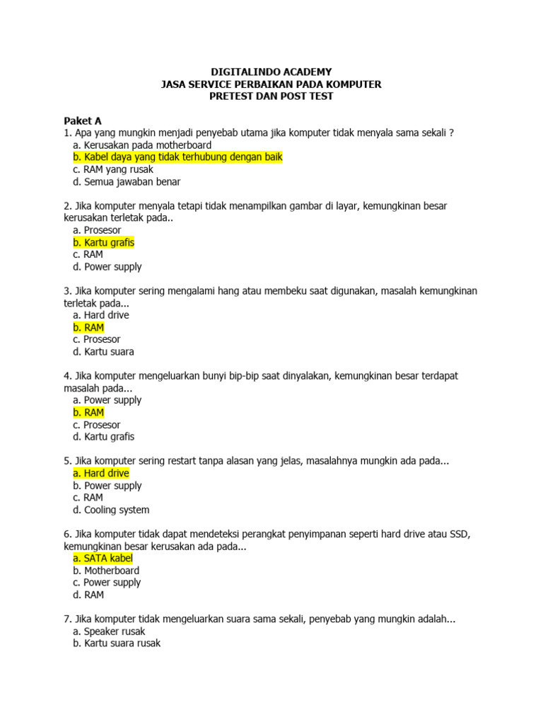 Pre-Test Dan Post-Test | PDF