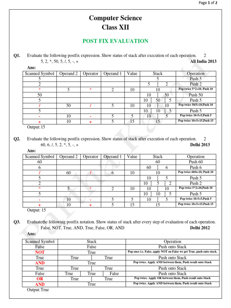 Postfix Expression Evaluation Guide | PDF | Computer Programming ...