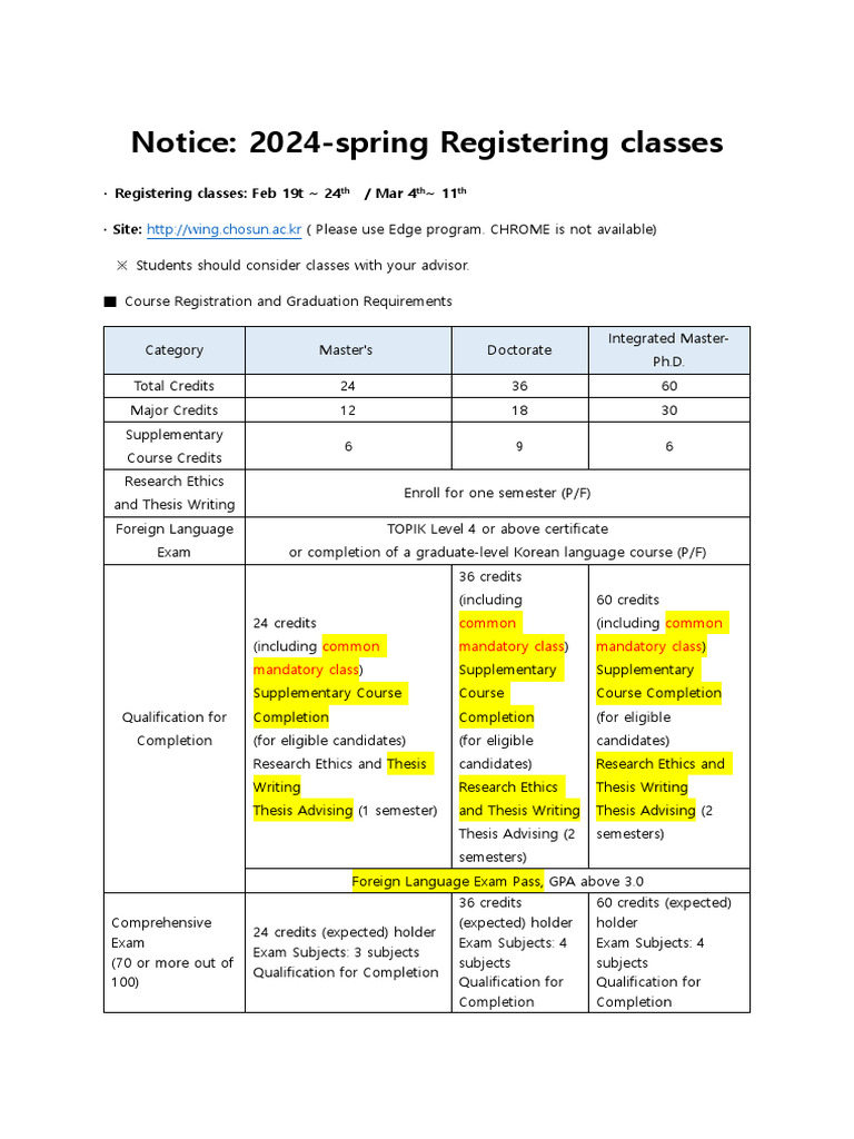 2024-spring new students registering classes_eng | PDF | Thesis ...
