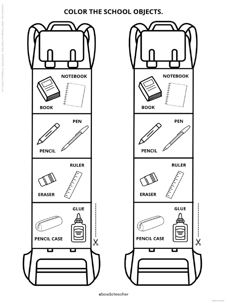 School Objects Activities - 4 | PDF