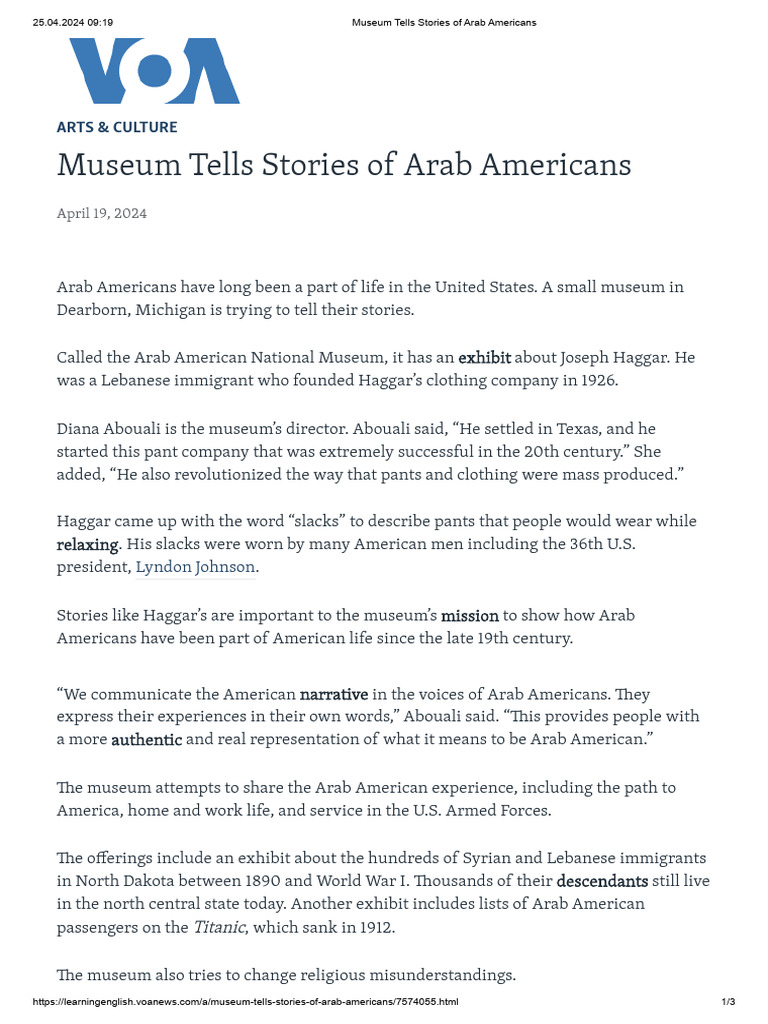 Museum Tells Stories of Arab Americans | PDF