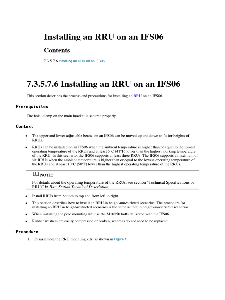 Installing blade RRU on IFS | PDF | Screw | Nut (Hardware)