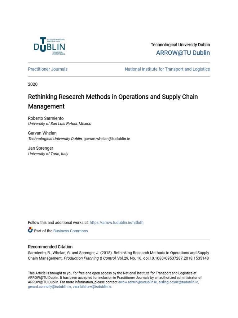 Rethinking Research Methods in Operations and Supply Chain Manage | PDF | Methodology ...