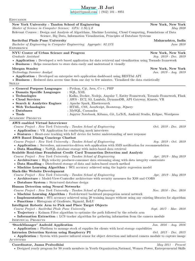 Resume Mayur | PDF | Databases | Machine Learning