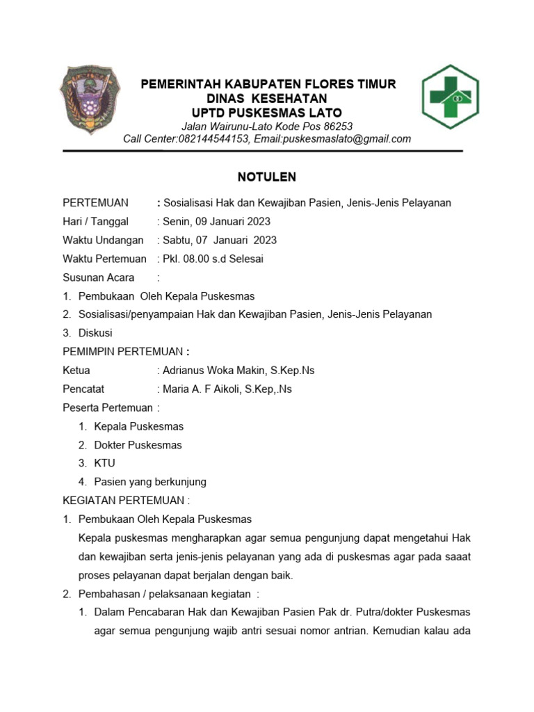 Ep.1.1.2 B 1 Dan 2. Bukti Sosialisasi Hak Dan Kewajiban Dan Jenis-Jenis Pelayanan | PDF