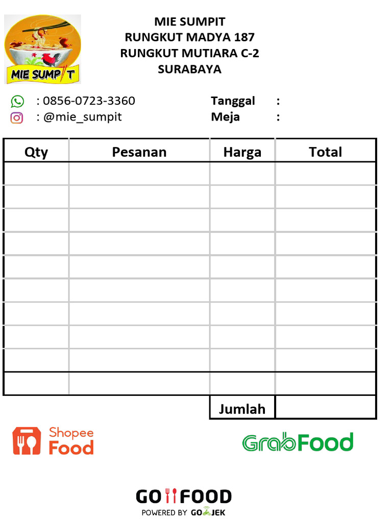 nota kosong excel | PDF