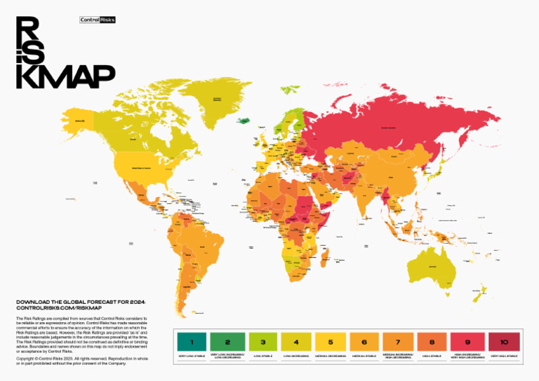 Riskmap 2024 Map Regions World Eng A3 | PDF