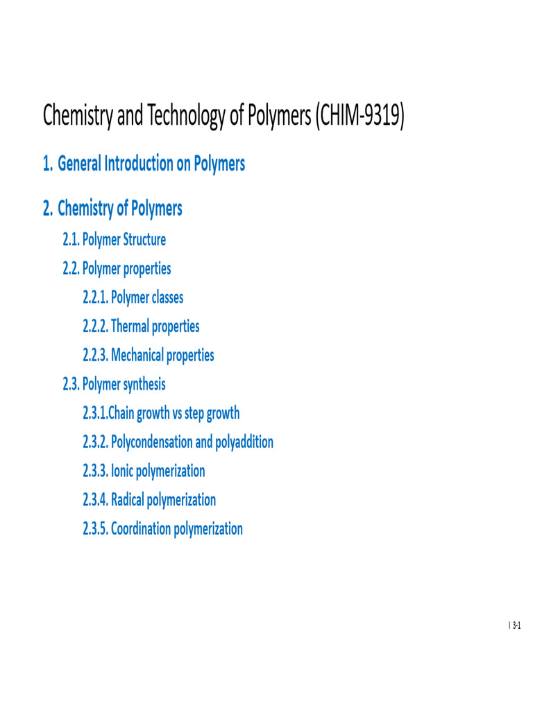 Chemistry of polymers | PDF | Polymers | Polymerization