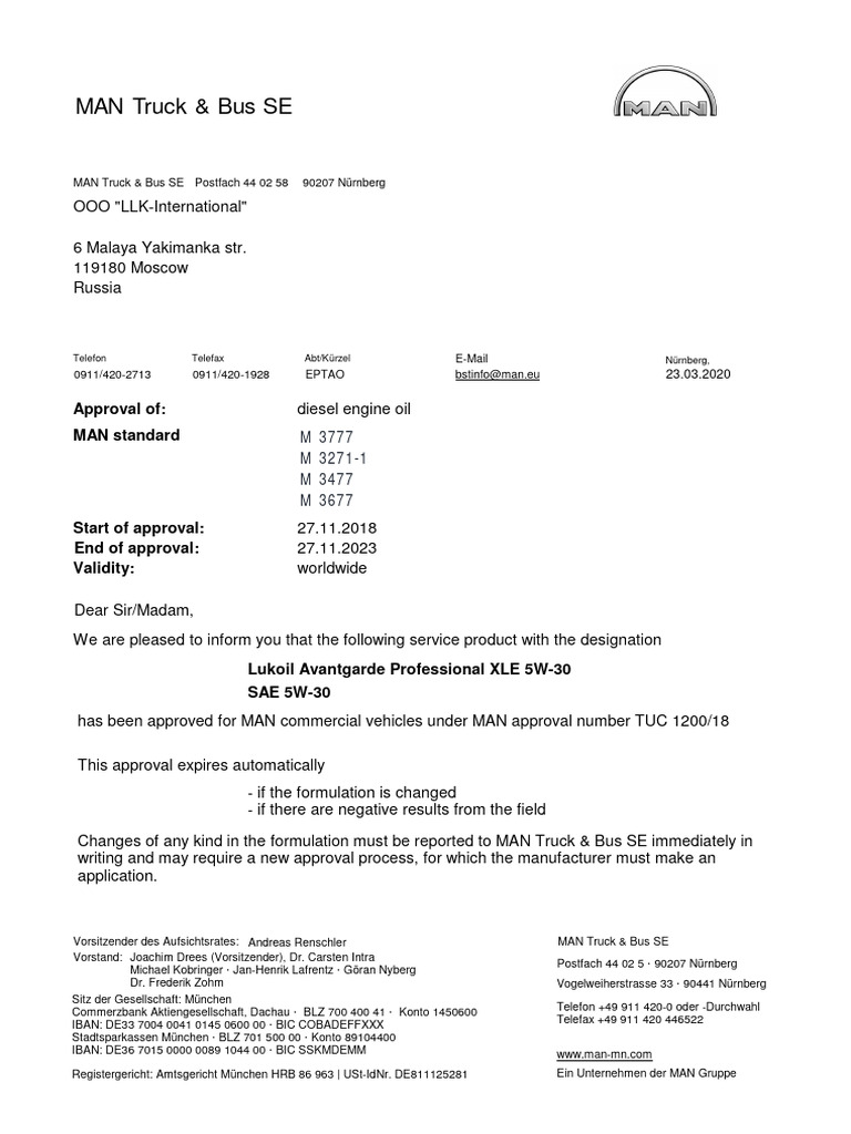Lukoil Avantgarde Approval Notice | PDF | Commercial Vehicles | Wheeled ...