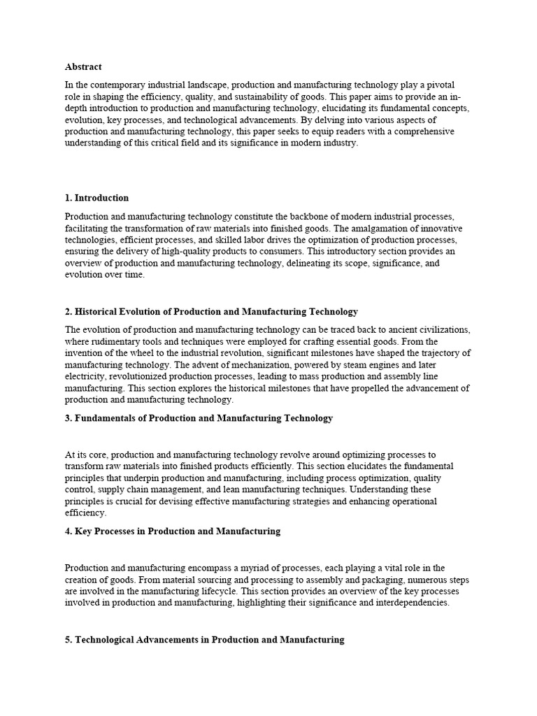 Manufacturing Process Introduction | PDF | Innovation | Sustainability