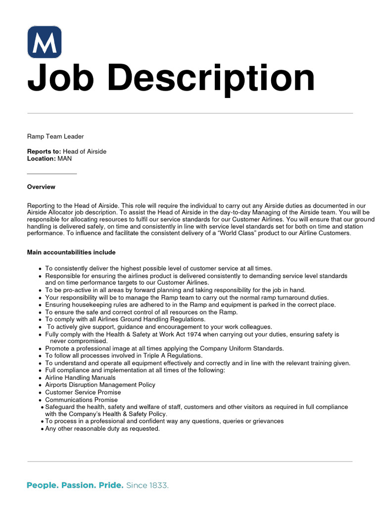 Ramp Team Leader Job Overview | PDF | Occupational Safety And Health ...