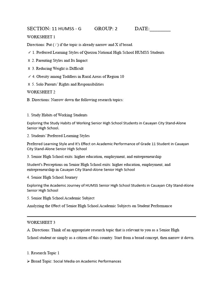 Senior High School Research Topics | PDF