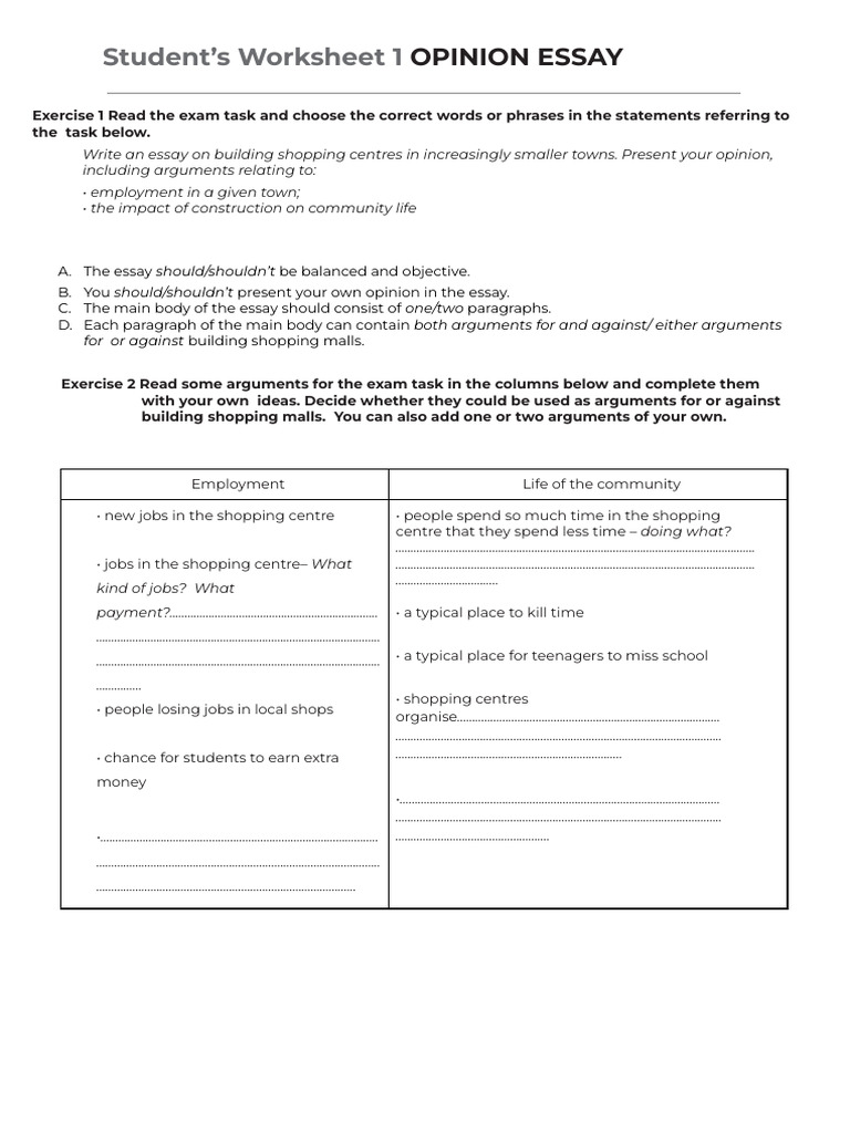 OPINION ESSAY WRITING PLAN-GUIDE | PDF | Essays | Reason