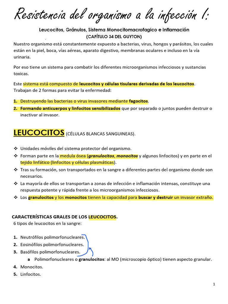 Defensa Inmunitaria: Leucocitos y Fagocitosis | PDF | Inflamación | Leucocito