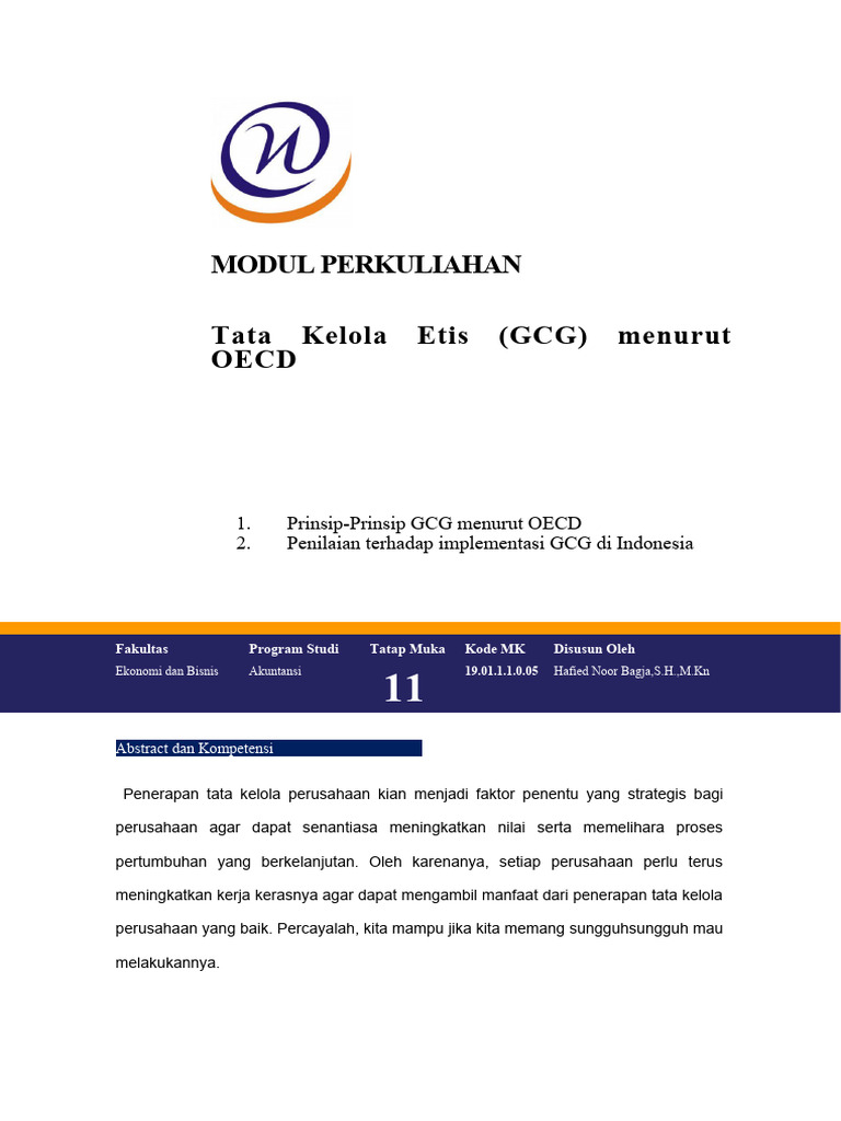 MODUL ETIKA - 11 GCG Menurut OECD | PDF