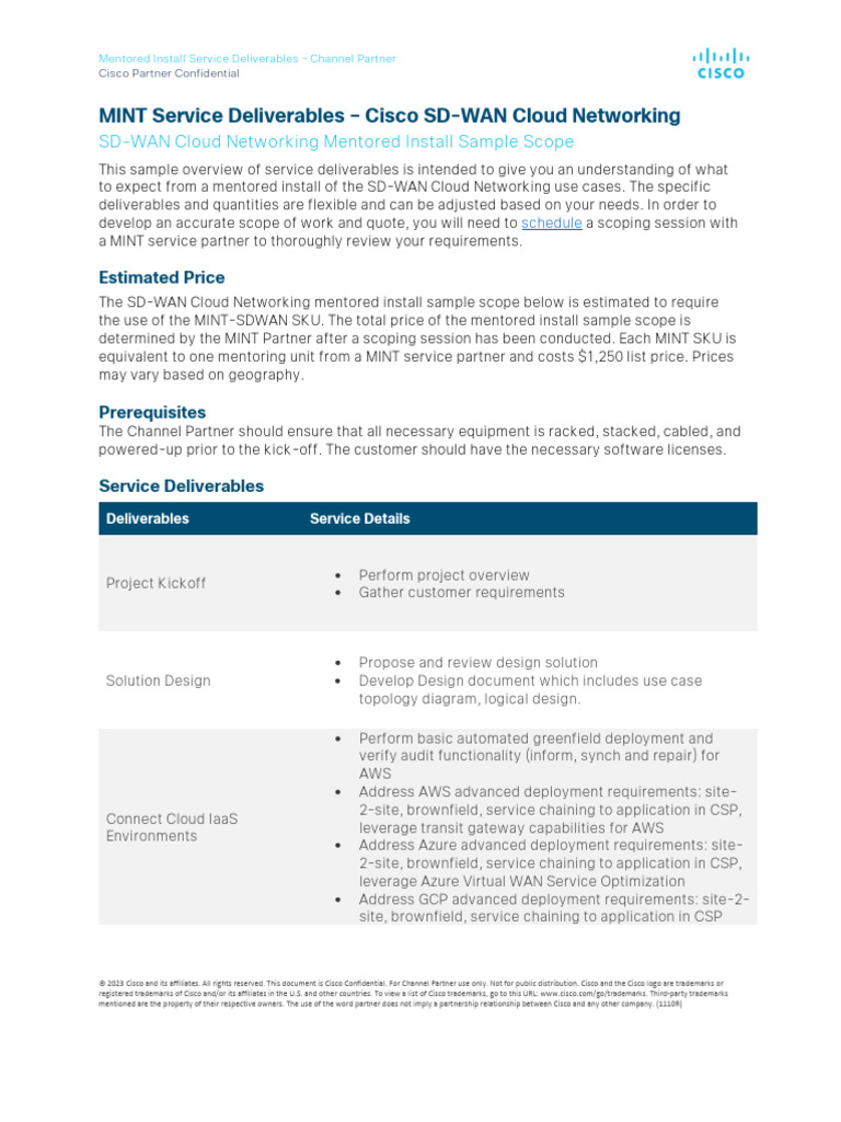 MINT SD WAN Cloud Networking Mentored Install Scope Guide | PDF | Cloud Computing | Microsoft Azure