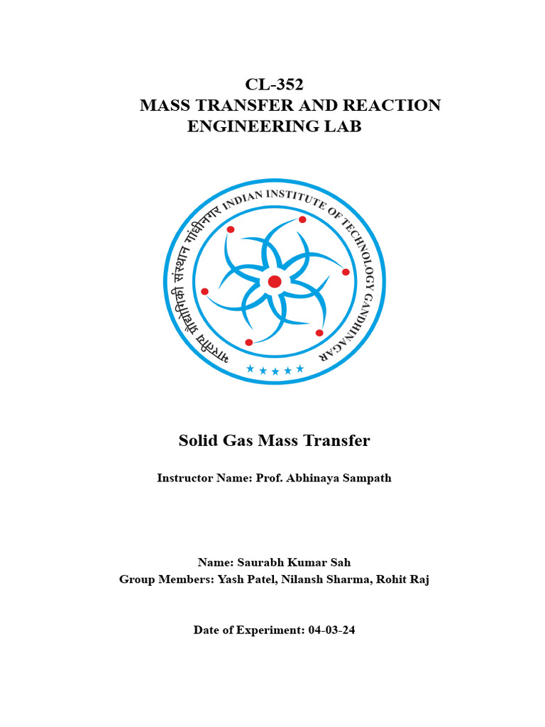 Solid Gas Mass Transfer | PDF | Diffusion | Physical Chemistry