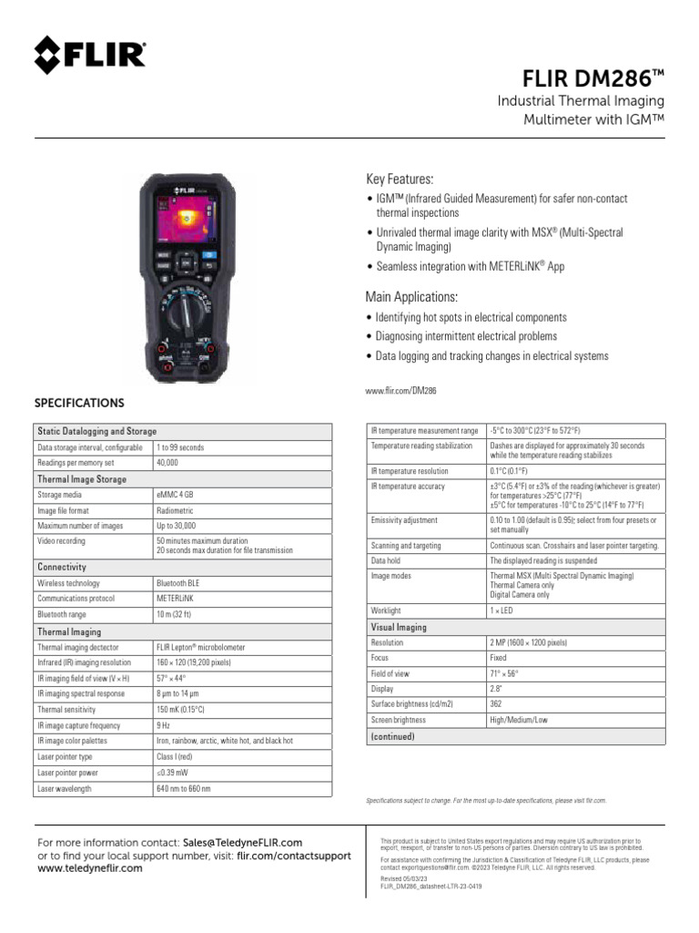 FLIR DM286 Datasheet LTR en | PDF | Infrared | Thermography