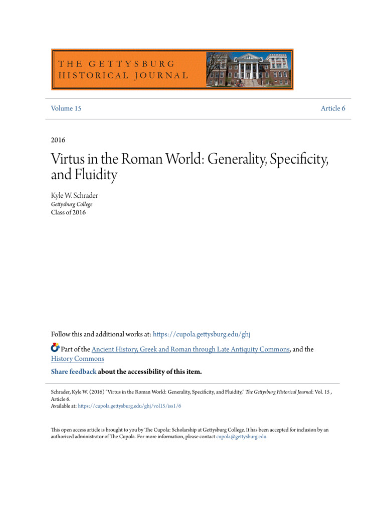 Virtus in The Roman World Generality Specificity and Fluidity | PDF ...