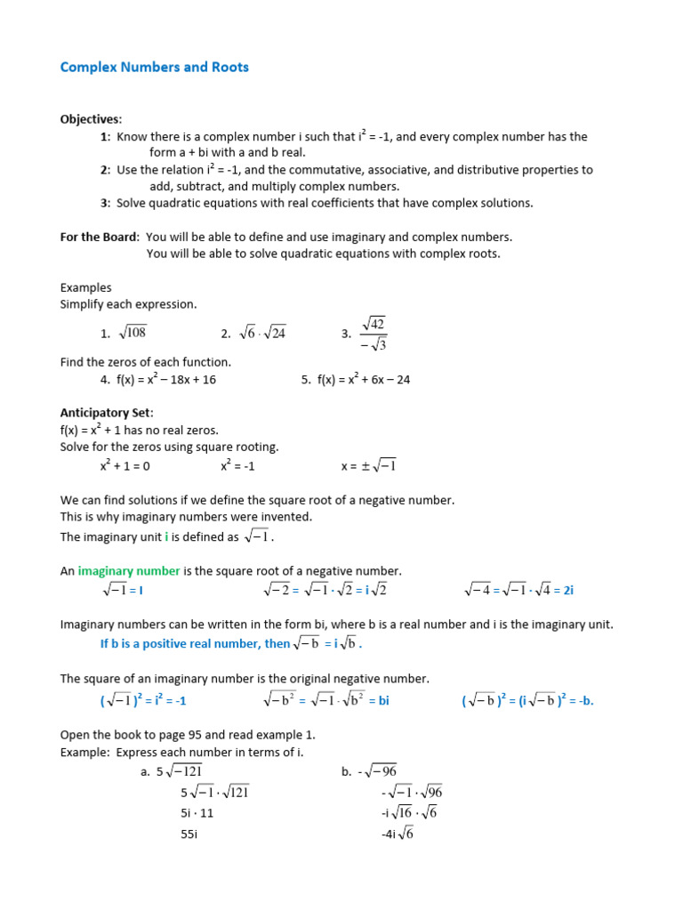 Complex Number and Roots | PDF | Complex Number | Numbers