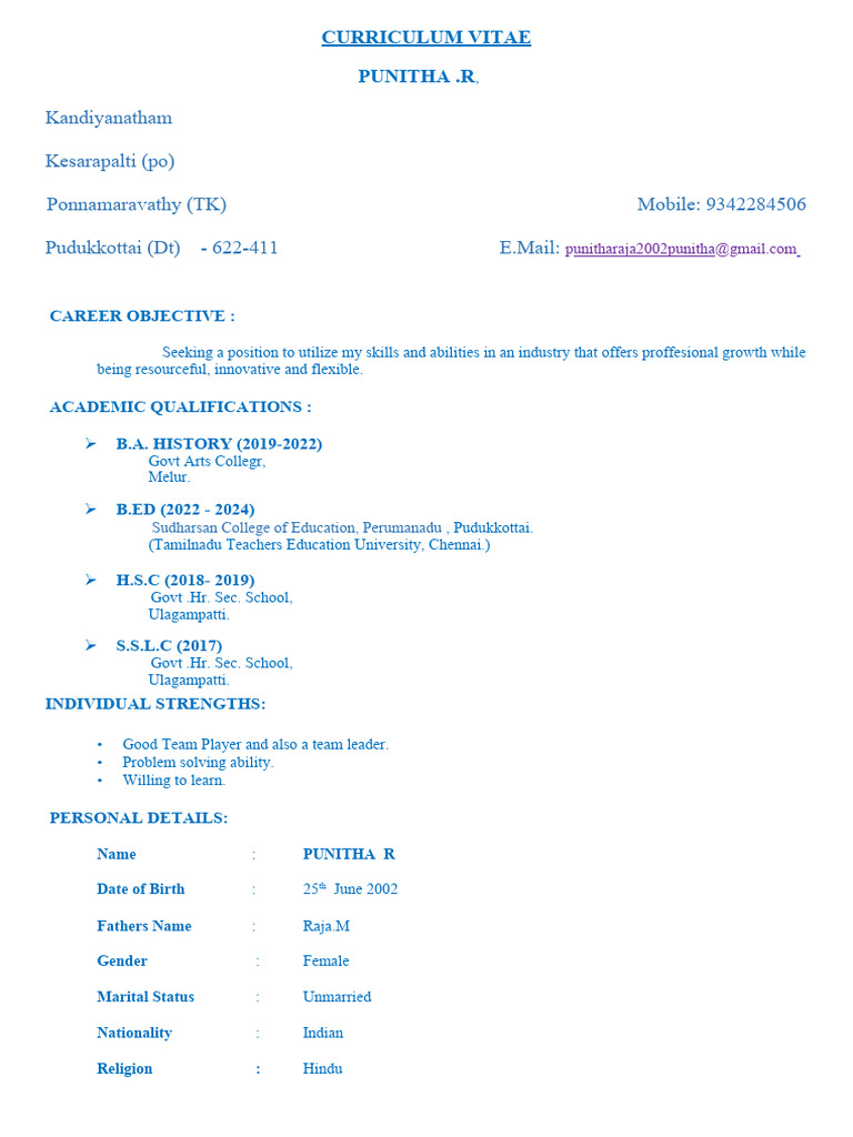 Punitha R | PDF