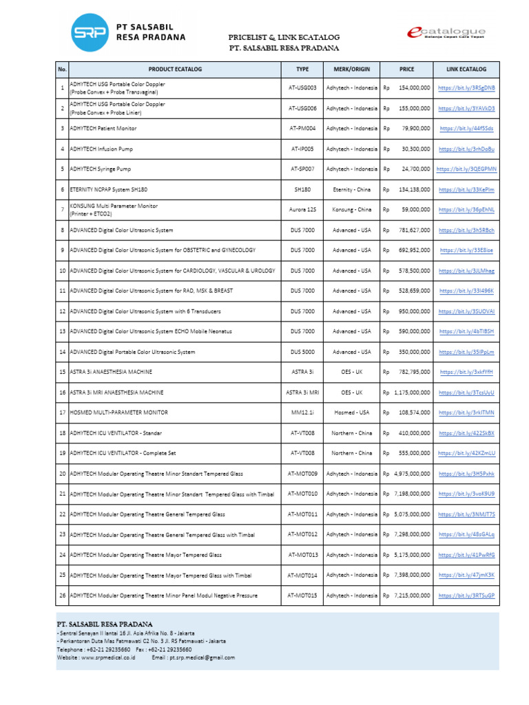 SRP Price & Link Ecatalog (26-2) | PDF | Medical Ultrasound | Medical ...