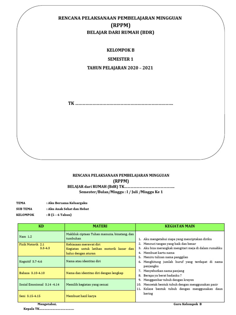RPPM BDR Kelompok-B - 2020-2021 | PDF
