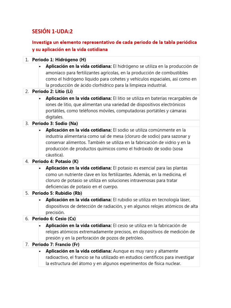 SESIÓN 1 Cyt | PDF | Tabla periódica | Química