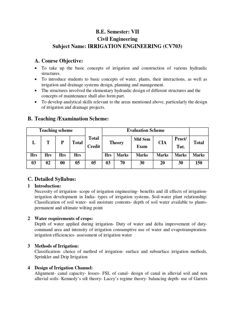 CV703 Irrigation Engineering | PDF | Irrigation | Drainage