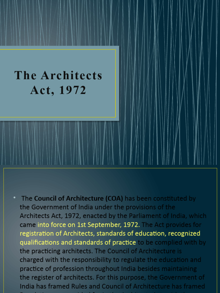 1.the Architects Act - 1972 | PDF | Government | Justice