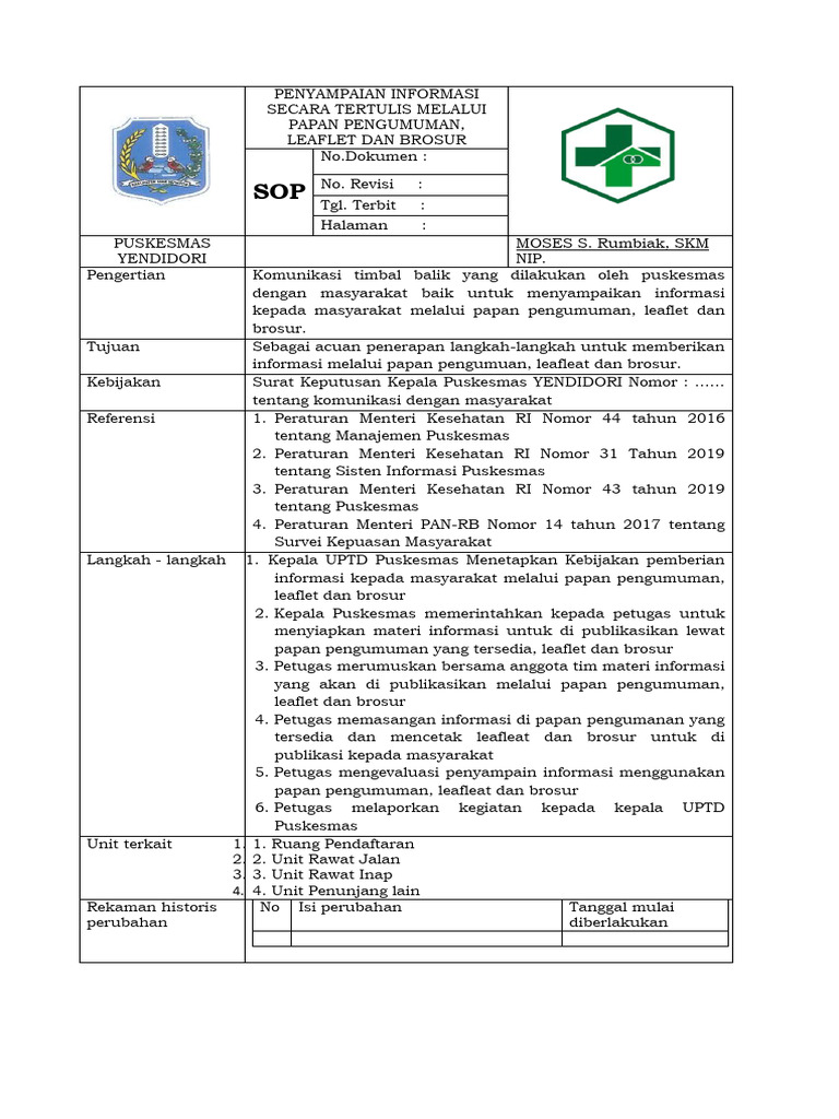 Sop Penyampaian Informasi PKM | PDF