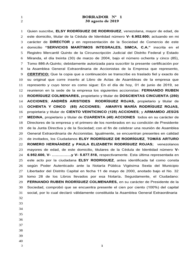 Formato Documento Numerado | PDF | Compartir (Finanzas) | Documento de identidad