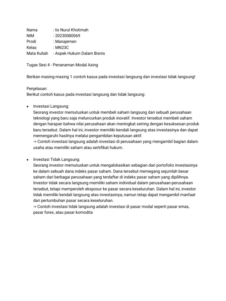 Iis Nurul K - MN23C - Tugas 4 Aspek Hukum Dalam Bisnis | PDF