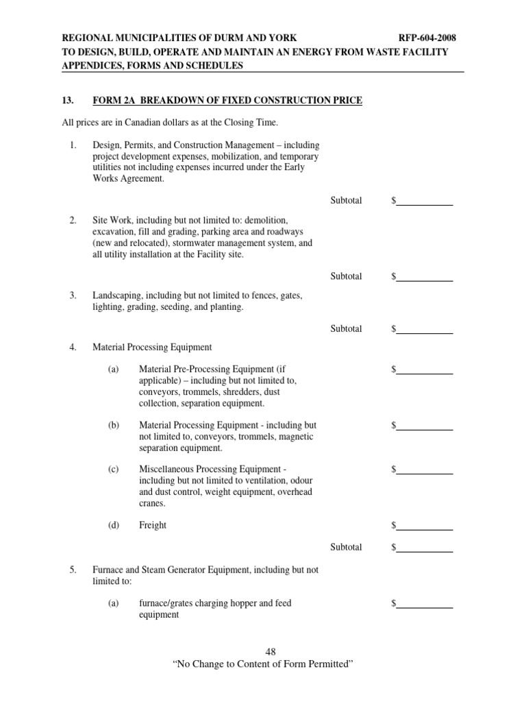 RFP Revised Forms | PDF | Heat Exchanger | Road