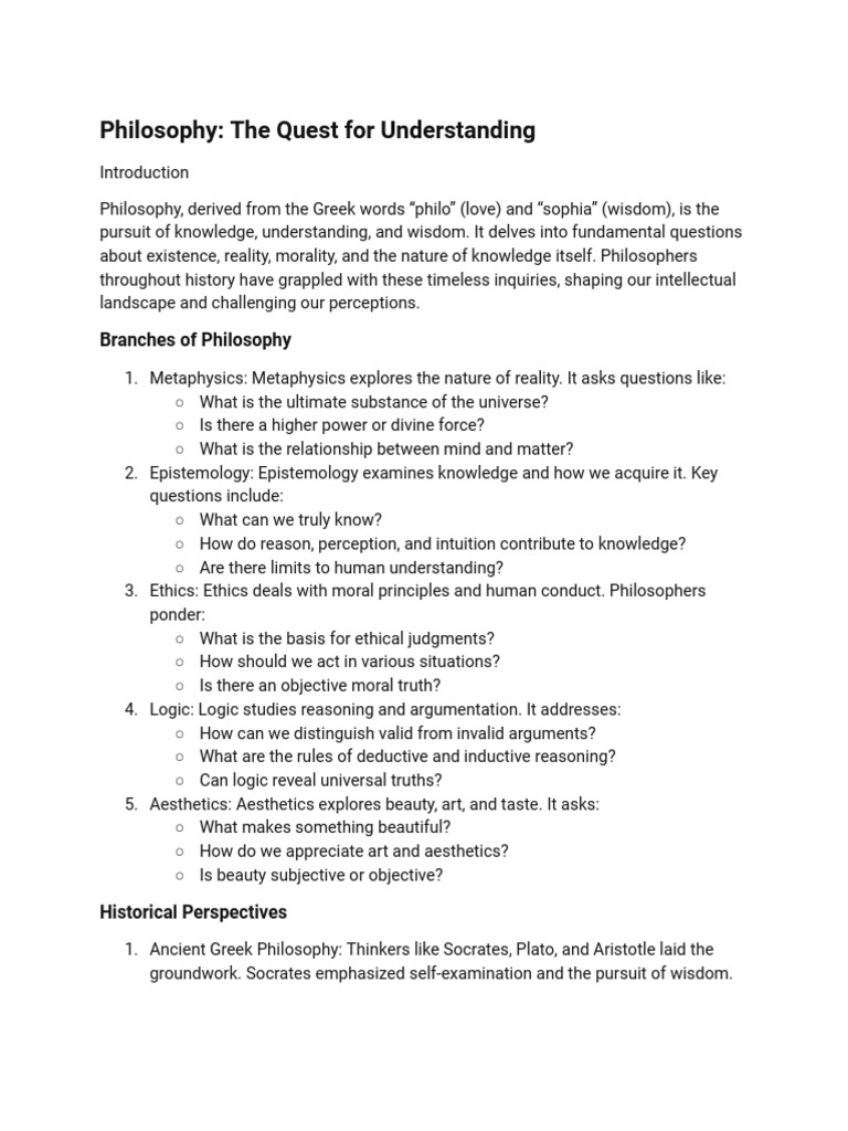 Philosophy - The Quest For Understanding | PDF | Reason | Epistemology