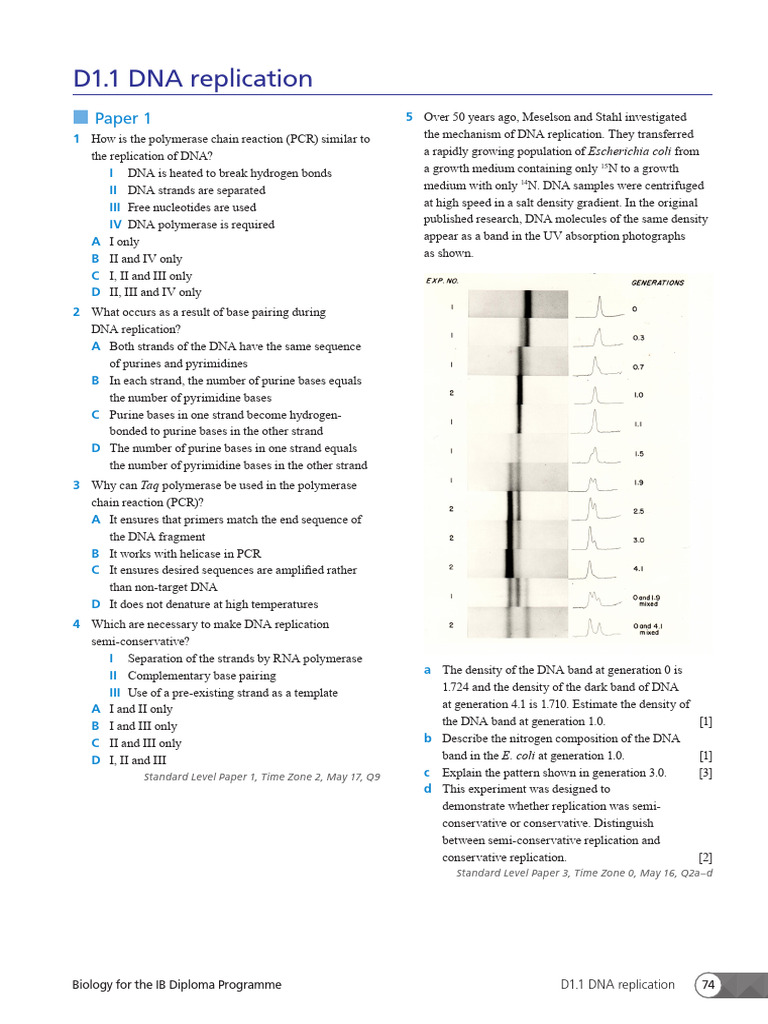 Practice Questions - DNA Replication SLHL | PDF | Primer (Molecular ...