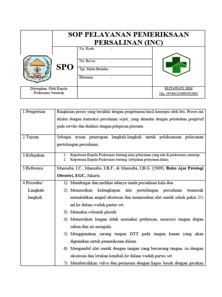 SOP Fisiologis - INC | PDF