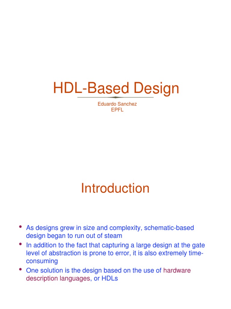 Hdl Based Design Hardware Description Languages Pdf Hardware Description Language Digital