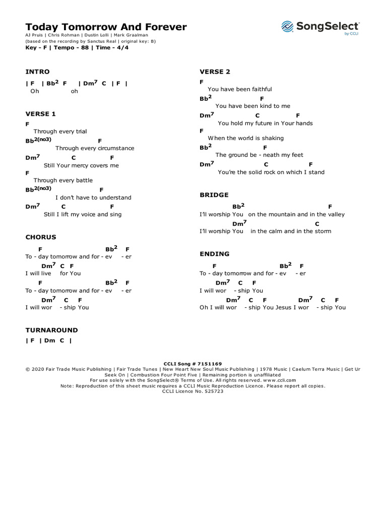 Today Tomorrow and Forever-chords-F | PDF | Musicology