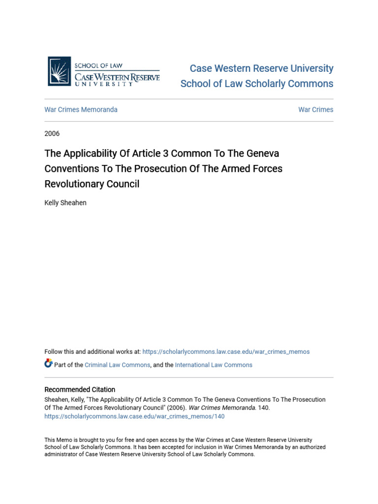 The Applicability of Article 3 Common To The Geneva Conventions T | PDF ...