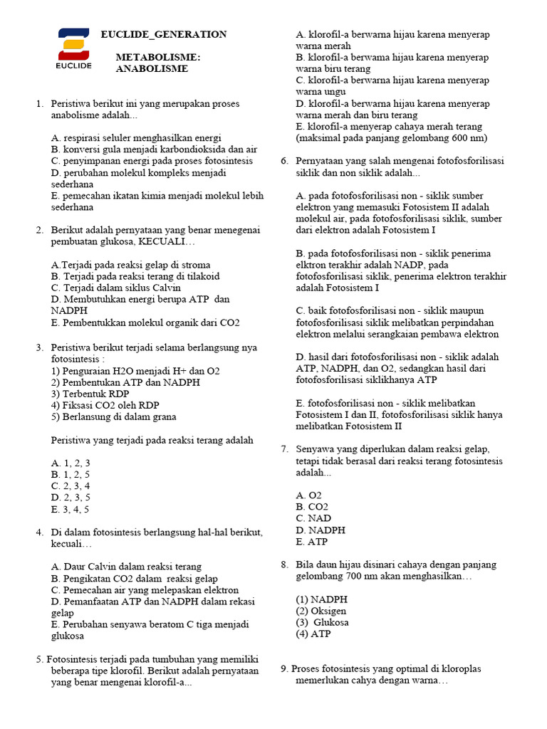 Metabolisme Soal 2 | PDF