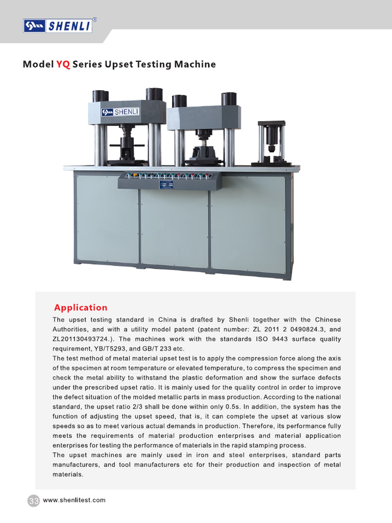 Shenli - Upset Testing Machine | PDF